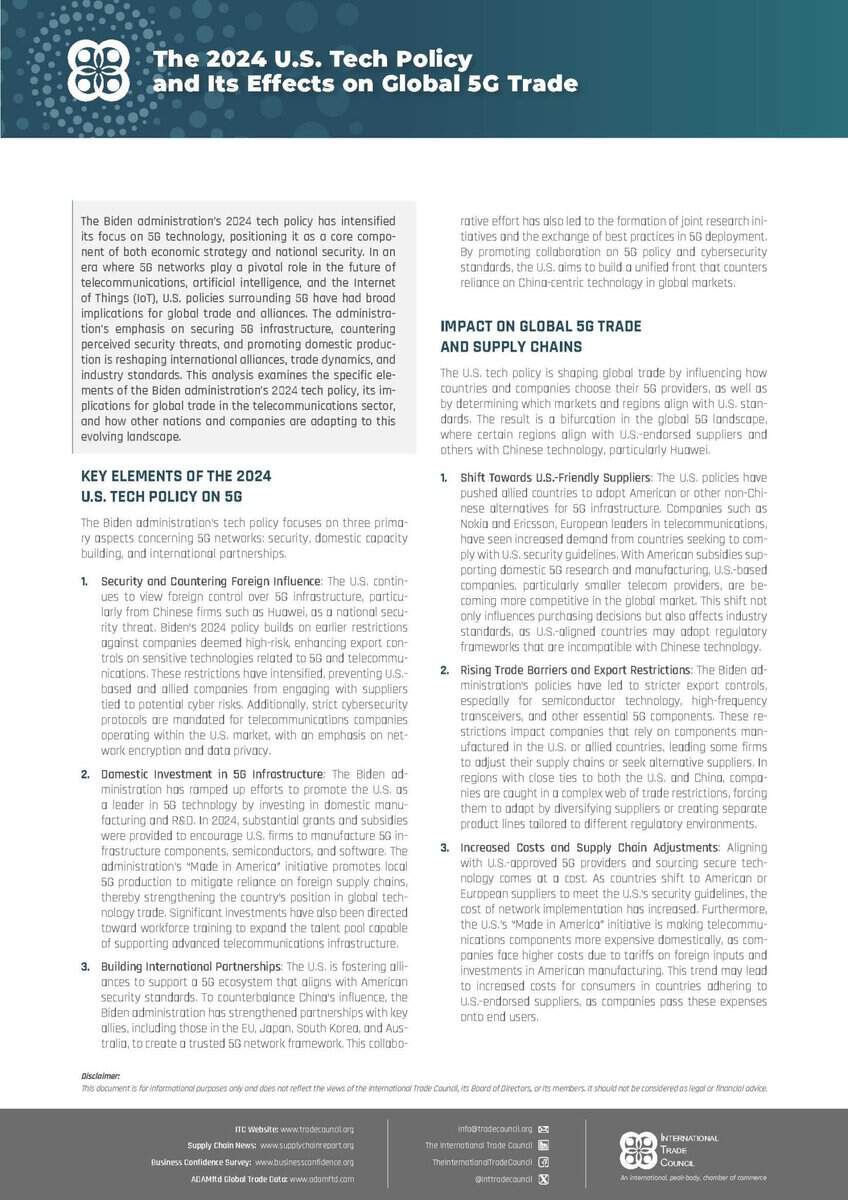 The 2024 U.S. Tech Policy and Its Effects on Global 5G Trade – The ...