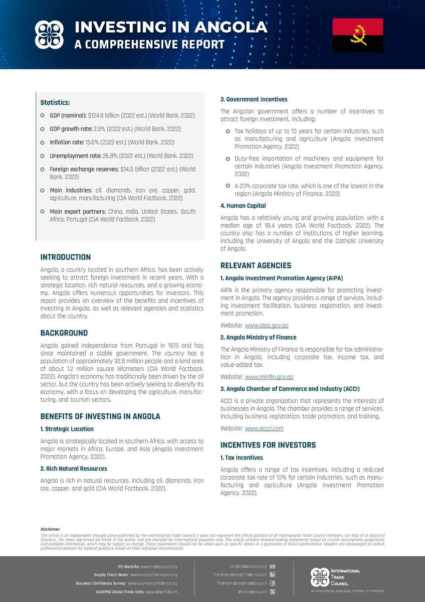 Doing Business with Angola - The International Trade Council