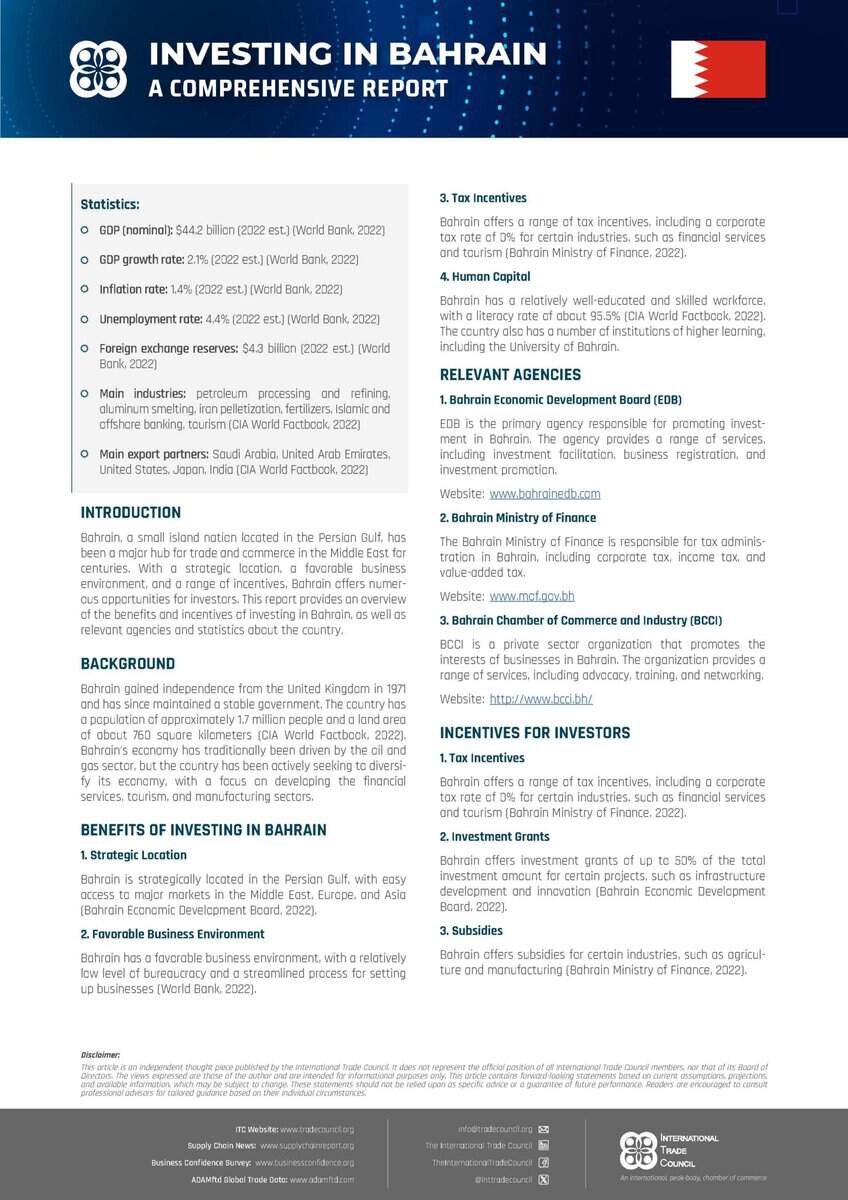 Doing Business with Bahrain – The International Trade Council