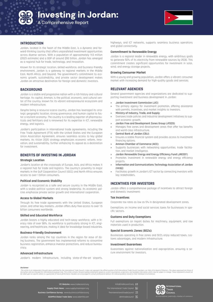 Investing in Jordan - The International Trade Council