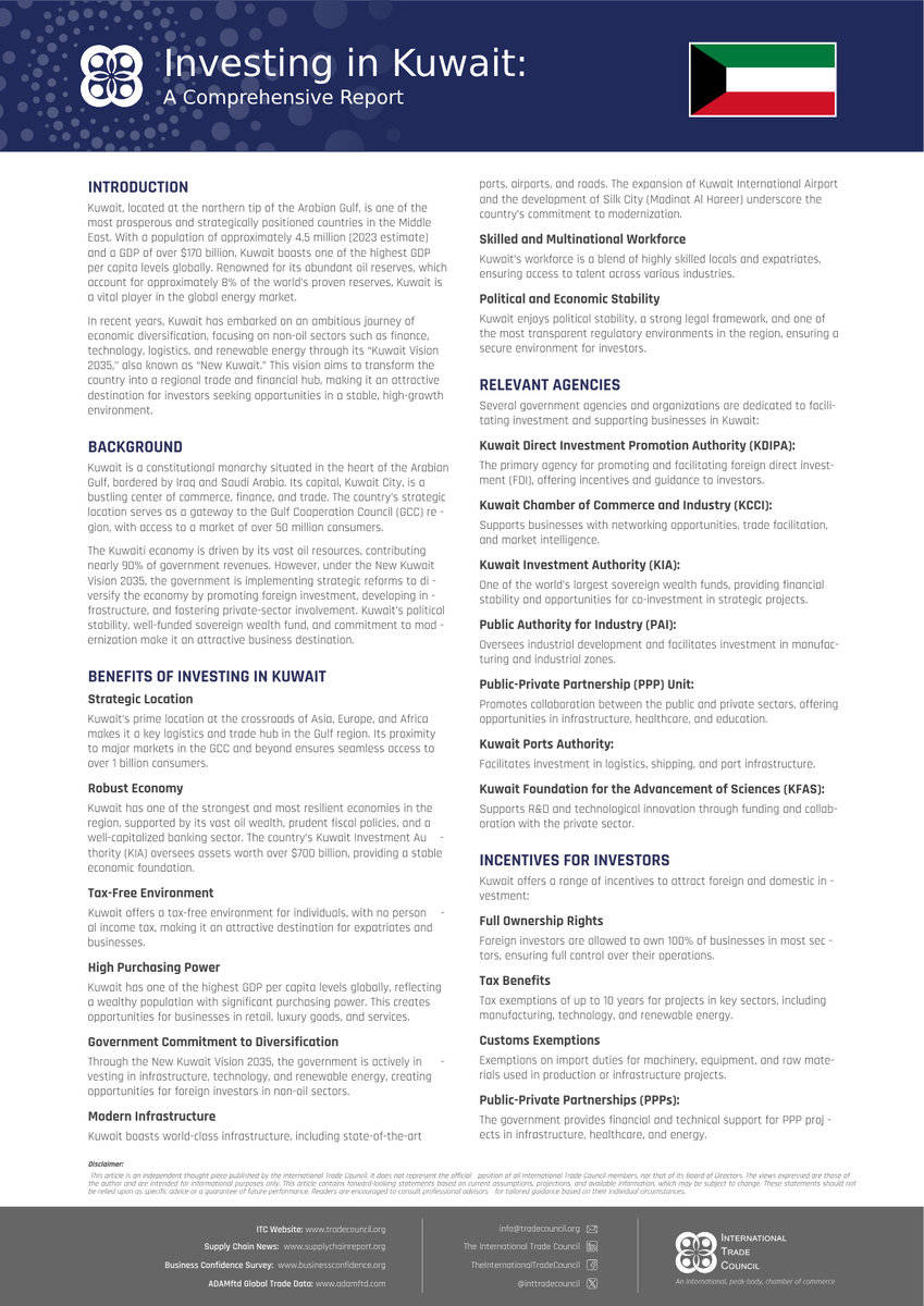 Investing in Kuwait - The International Trade Council